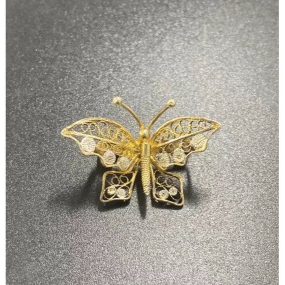 Unbranded | Jewelry | Vintage 80 Silver Filigree Butterfly Brooch Two ...